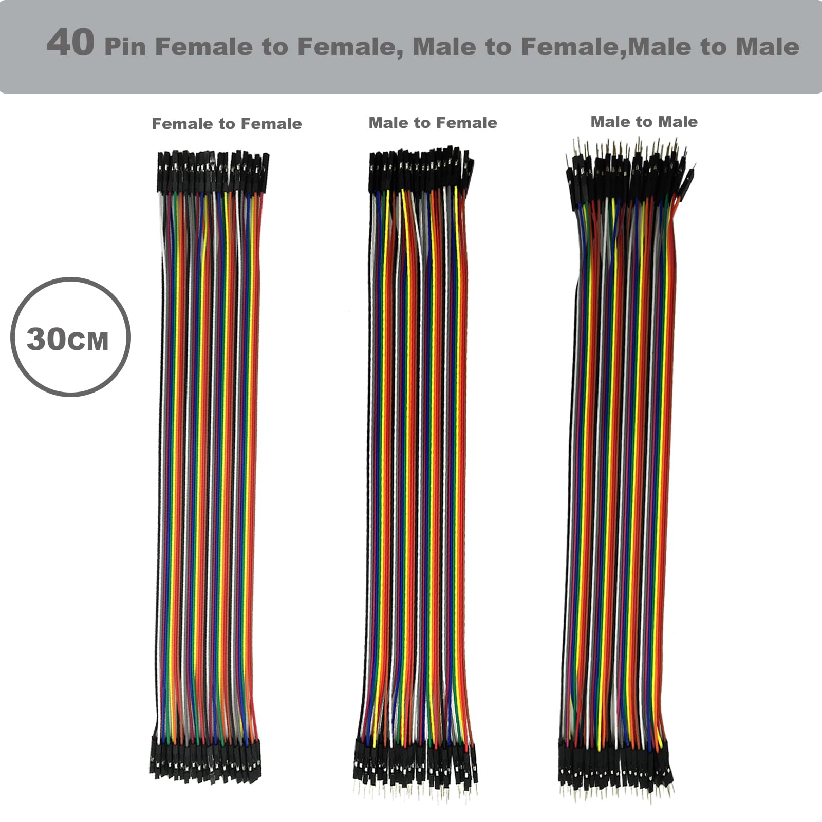 Snapklik.com : 360 Pieces Breadboard Jumper Wires, Multicolored Ribbon ...