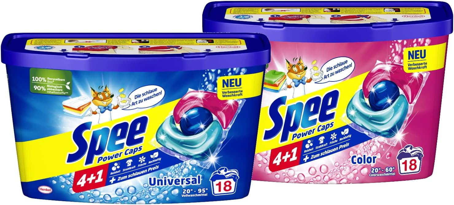 Spee Power Caps Universal 4 + 1 (18 Waschladungen), Vollwaschmittel ...
