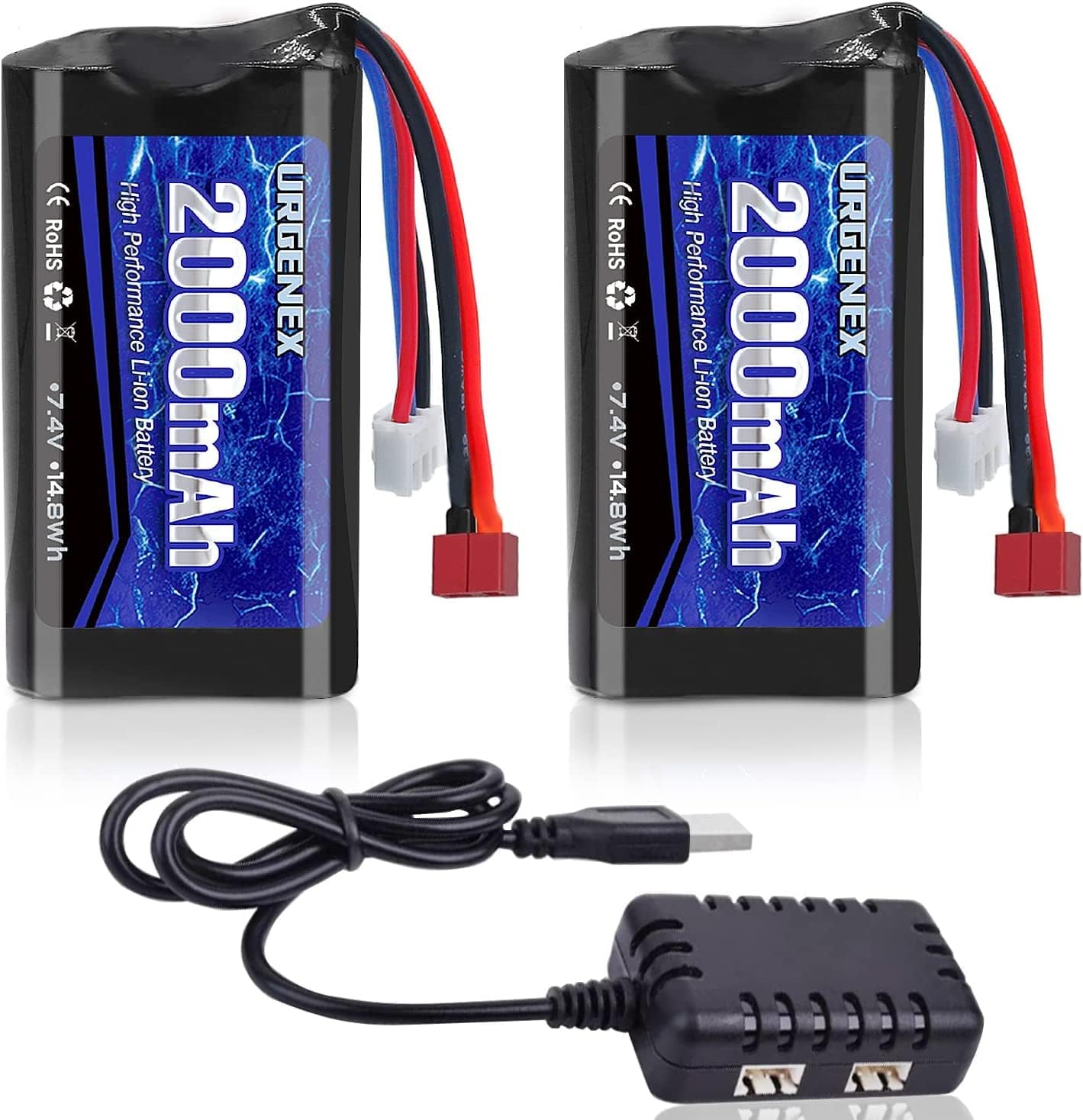 Amazon.com: Blomiky 2 Pack 7.4V 850mAh 6.29Wh Li-PO Rechargeable ...