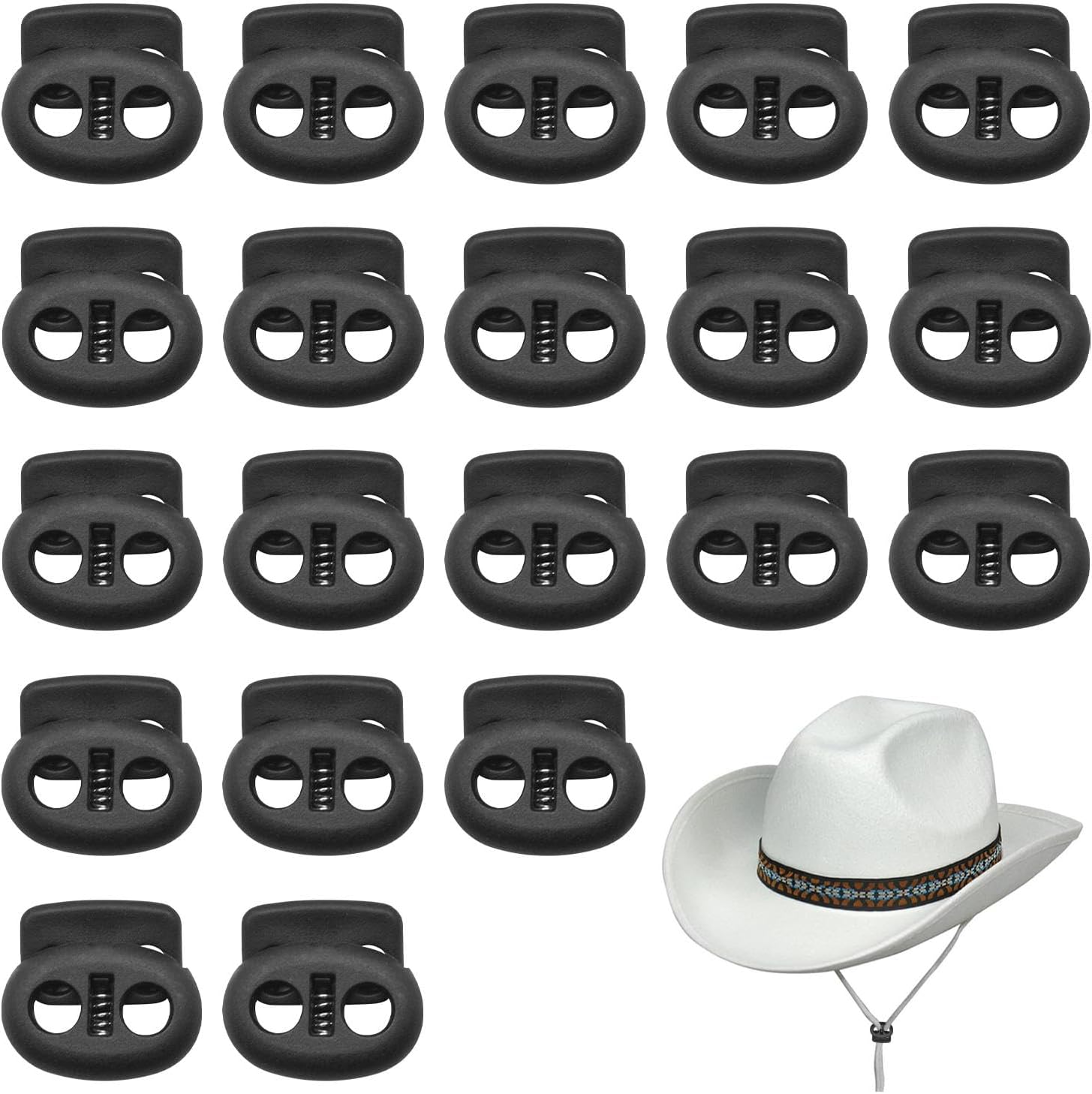 Plomveriq 20 Pack Toggles for Drawstrings, Dual-Holes Spring Cord Locks ...