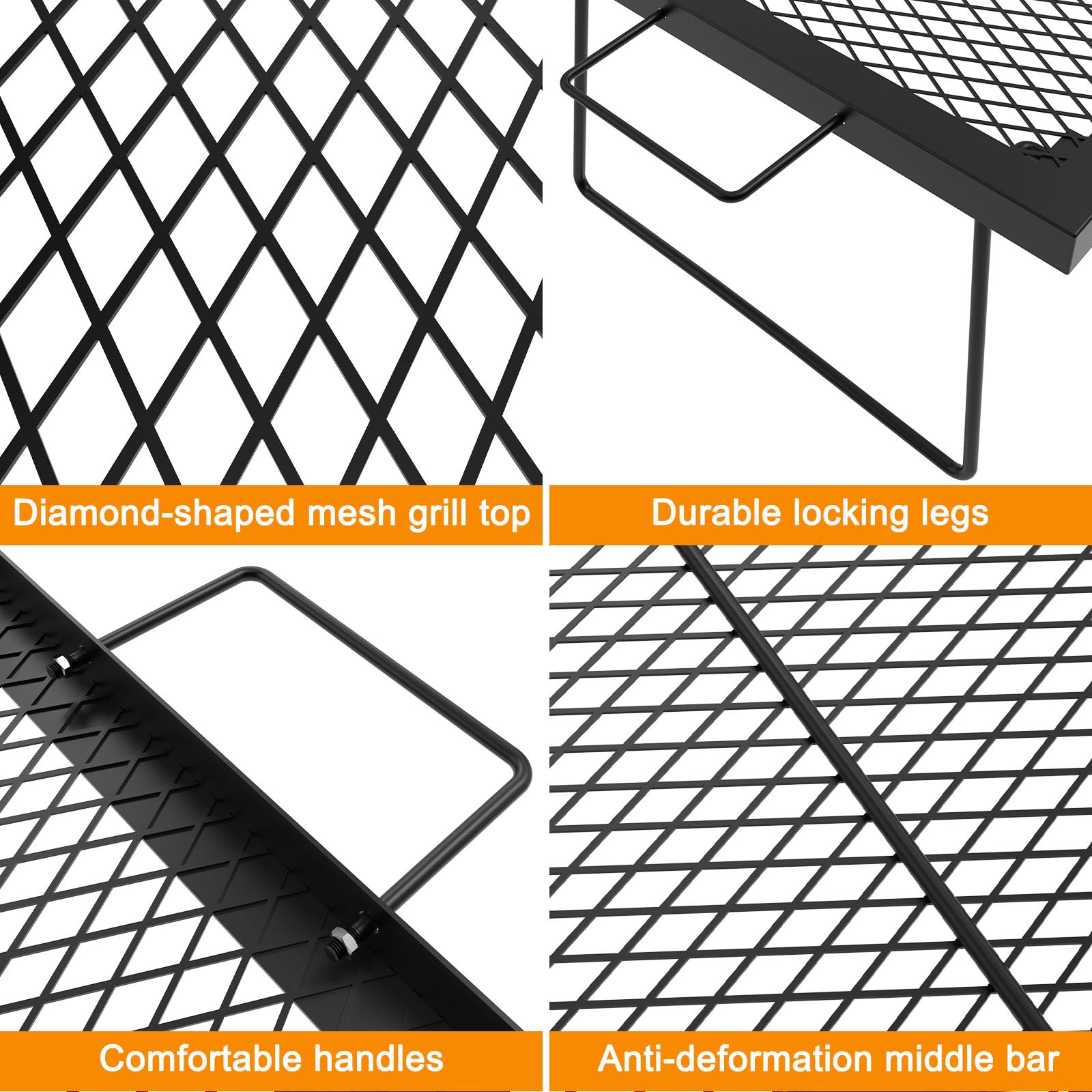 Snapklik.com : 23" Fireplace Cooking Grate, Folding Campfire Grill Rack ...