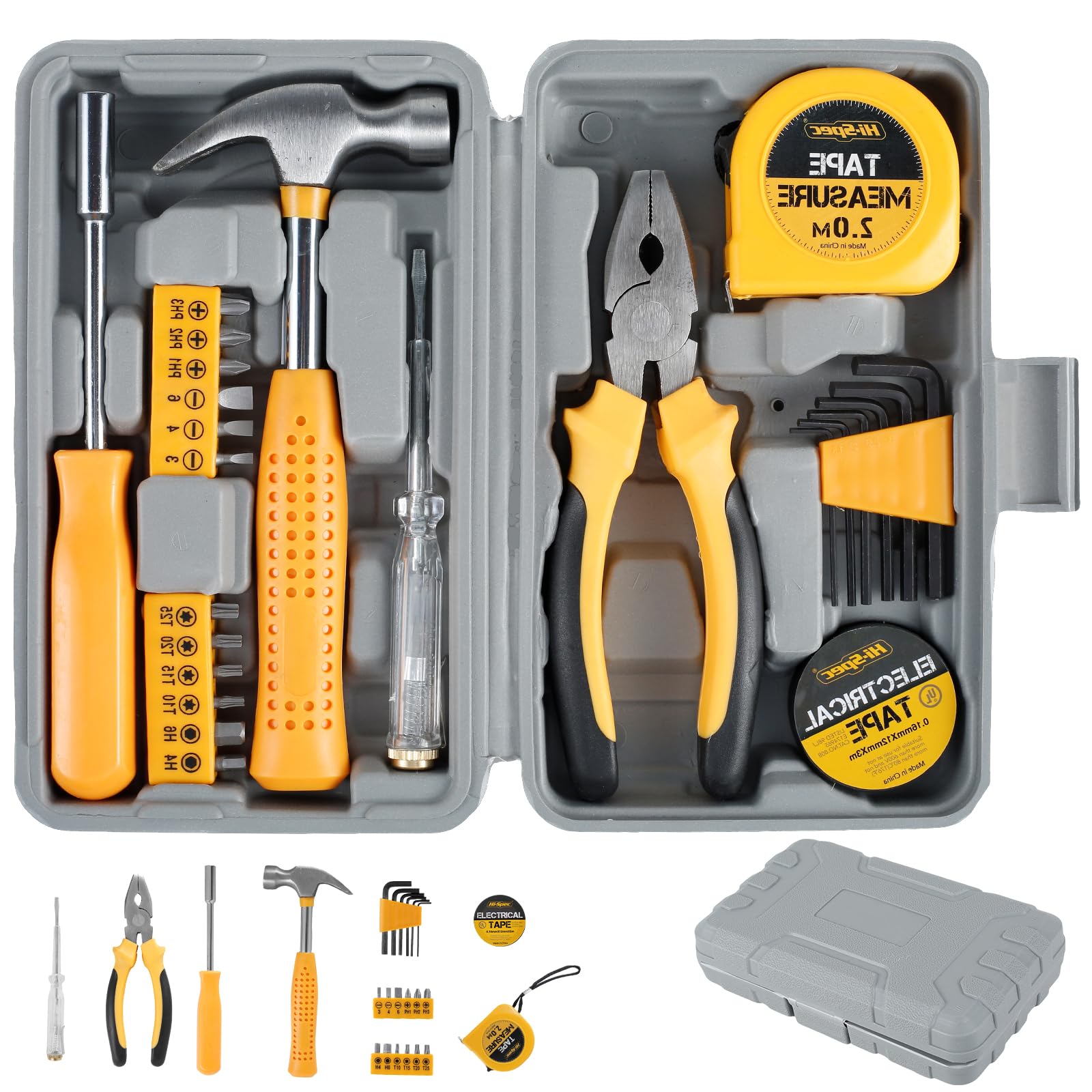 Small Home Tool Kit Set—24Pcs Ladies Tool Kit DIY Hand Tool Home Repair Tool Box Include Hammer ...