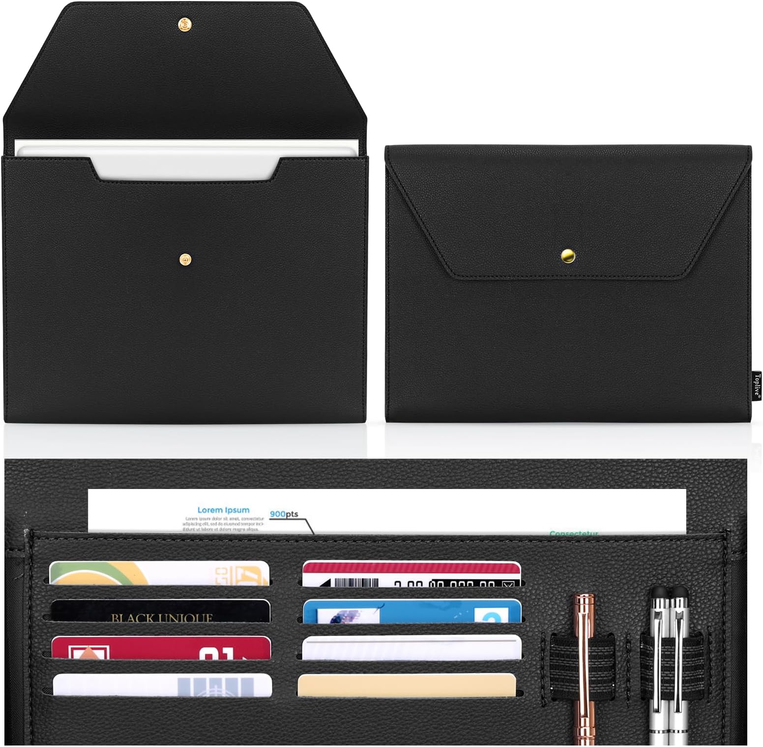 Amazon.com : Enyuwlcm PU Leather A4 File Folder Document Holder ...