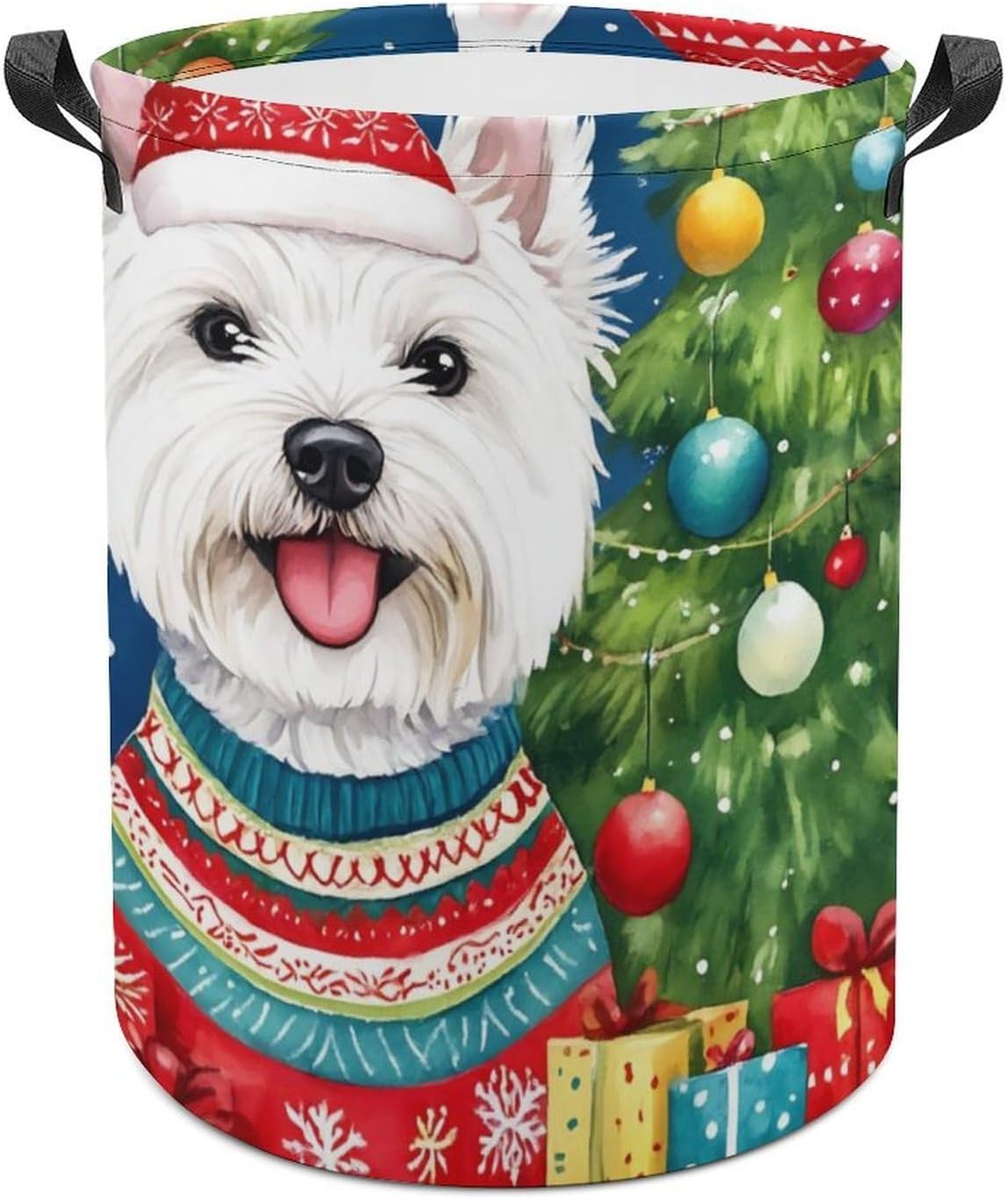 Amazon.com: Huryilo Collapsible Dog Christmas Laundry Basket West ...