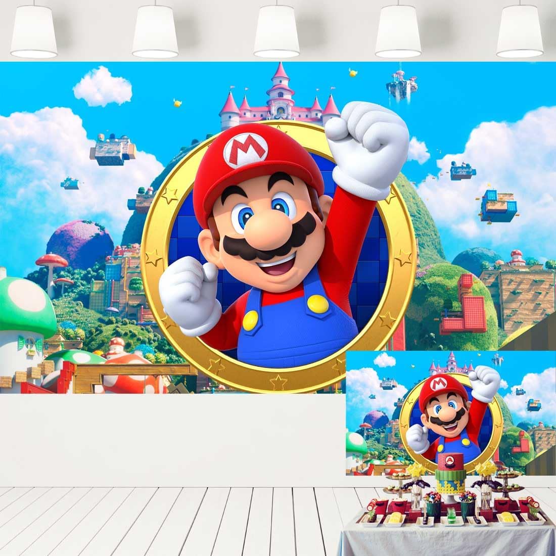 Amazon.com : Ericbackdrop Super Mario Party Decorations Backdrop Video ...
