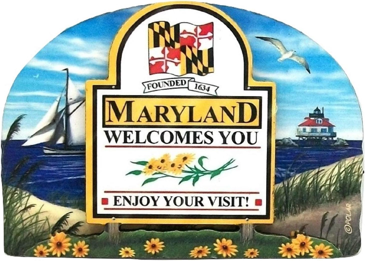 Amazon.com: Maryland State Welcome Sign Wood Fridge Magnet 2: Home ...