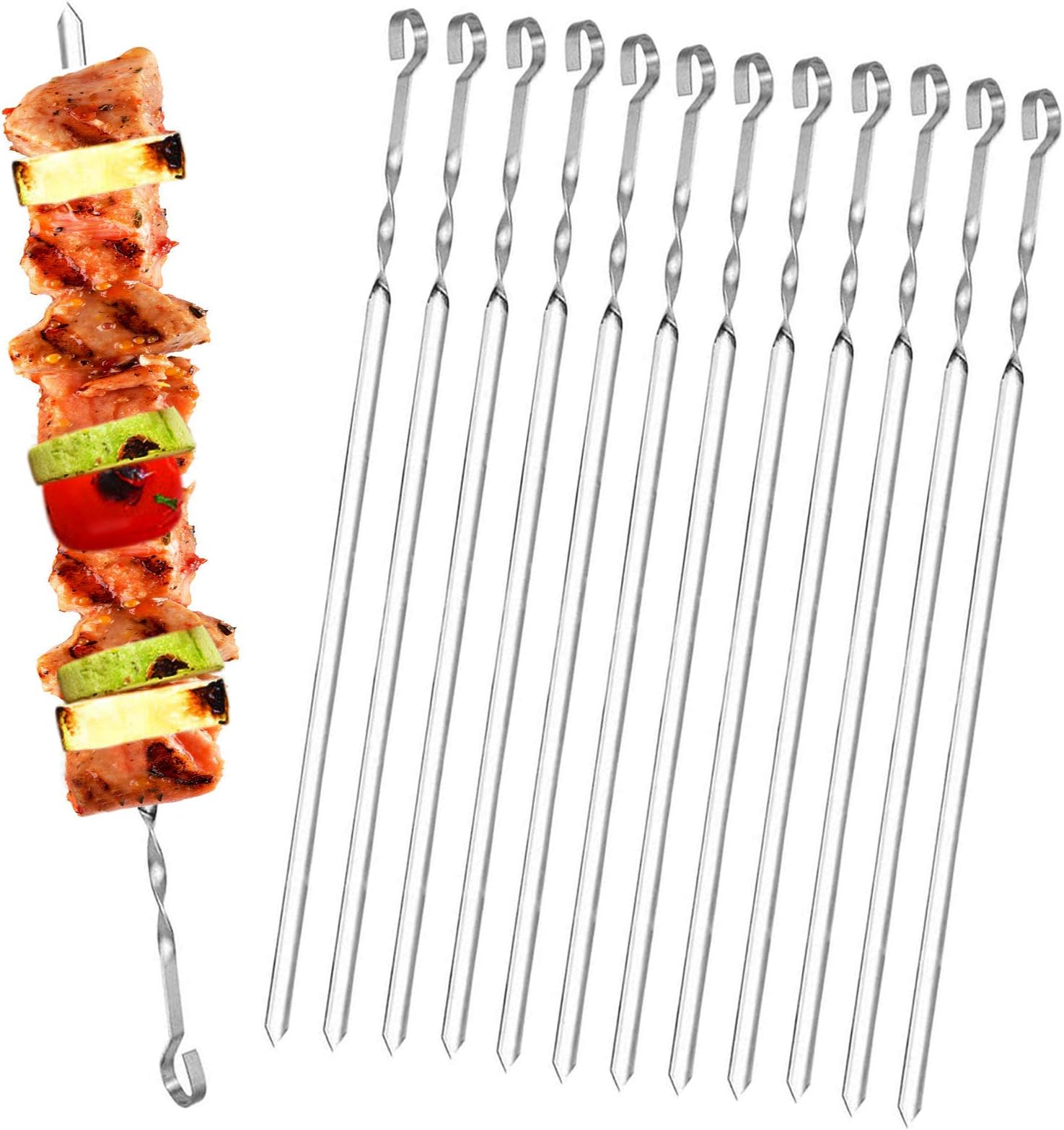 Amazon.com : Homealexa 15" BBQ Skewers, Stainless Steel Flat Kebab ...