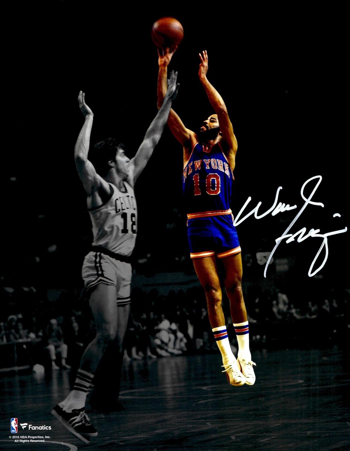 Walt Frazier New York Knicks Autographed 11" x 14" Spotlight Shooting ...