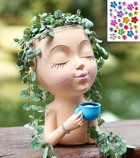 Amazon.com: COMODID Face Pot for Plants, with a Base,Face Flower Pot ...