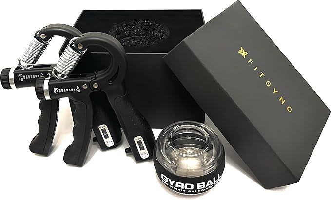FITSYNC Hand Grip Strengtheners with Exercise Wrist Gyro Ball - 2 ...