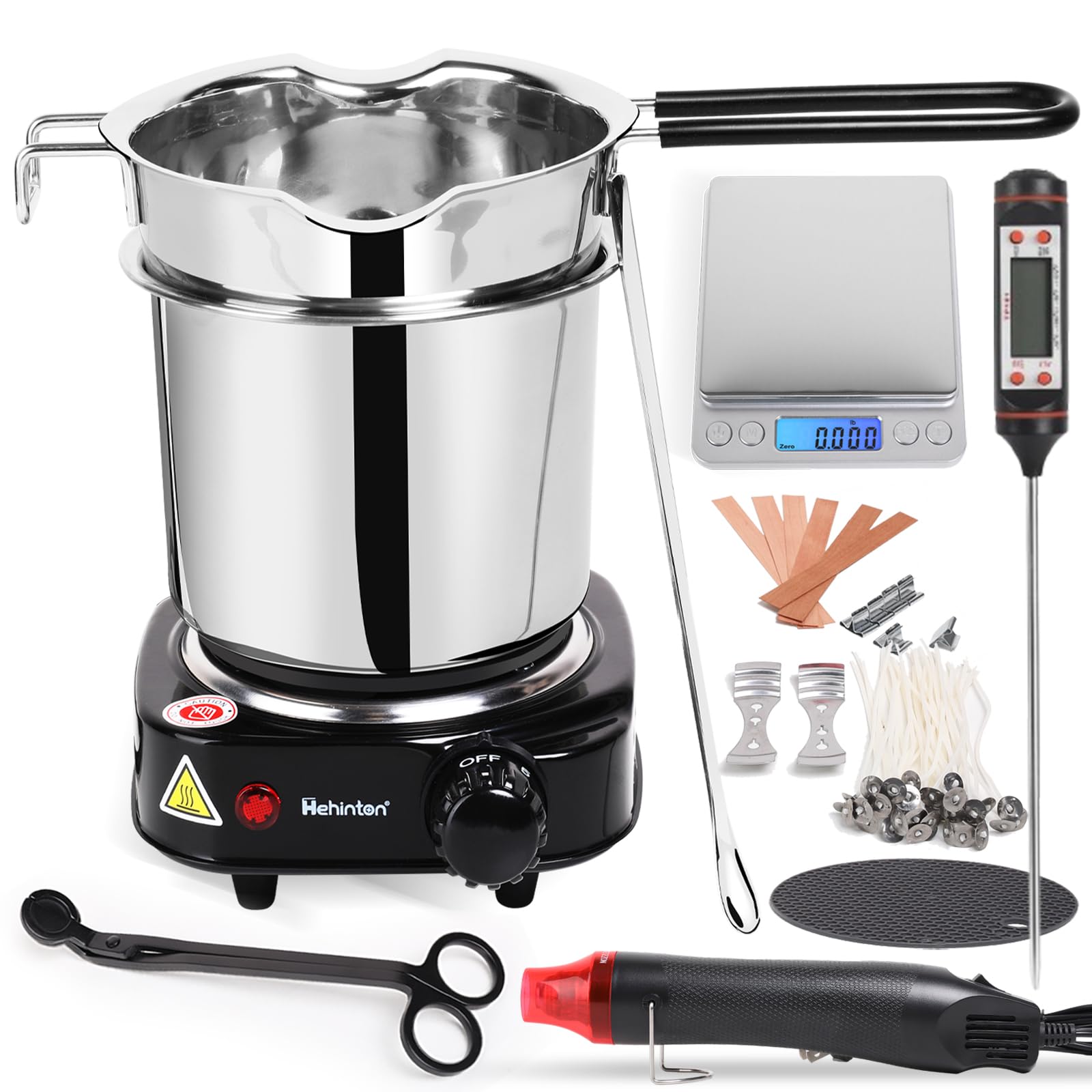 Amazon.com: Hehinton Double Boiler Wax Melter Pot 22oz, Professional ...