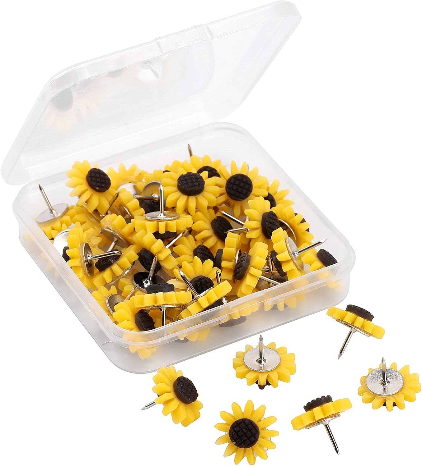 Amazon.com: 40Pcs Sunflower Push Pins Flower Cork Board Tacks for ...