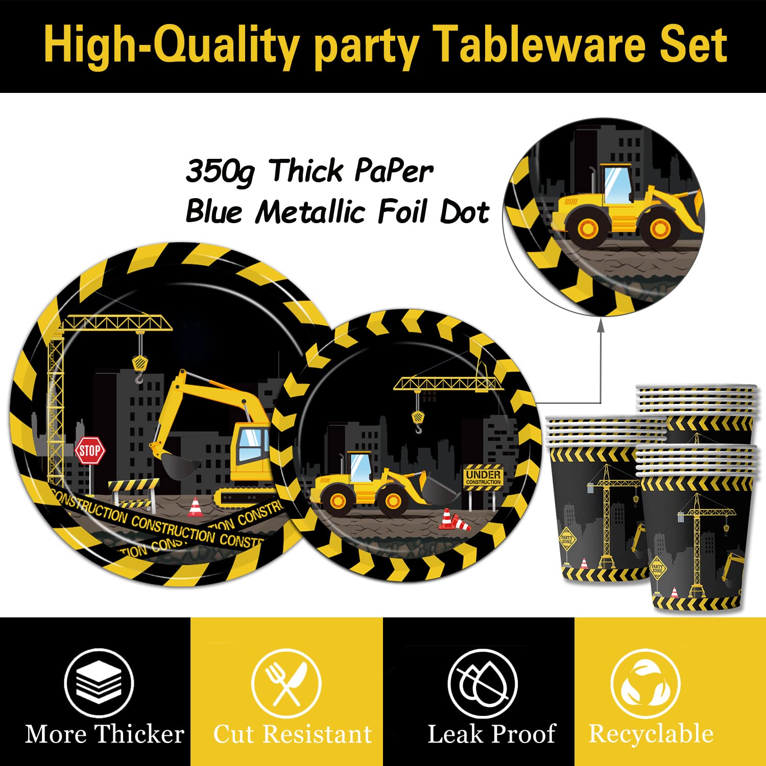 Snapklik.com : Oigco 120 Pcs Construction Birthday Party Supplies ...