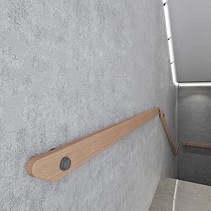 Amazon.com: Solid Wood Stair Handrail with Metal Wall Mount Support ...