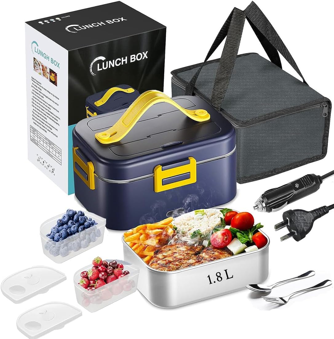 Mfancy Electric Lunch Box Food Heater, 1.8L Food Warmer Lunch Box with Two 0.45L Plastic ...