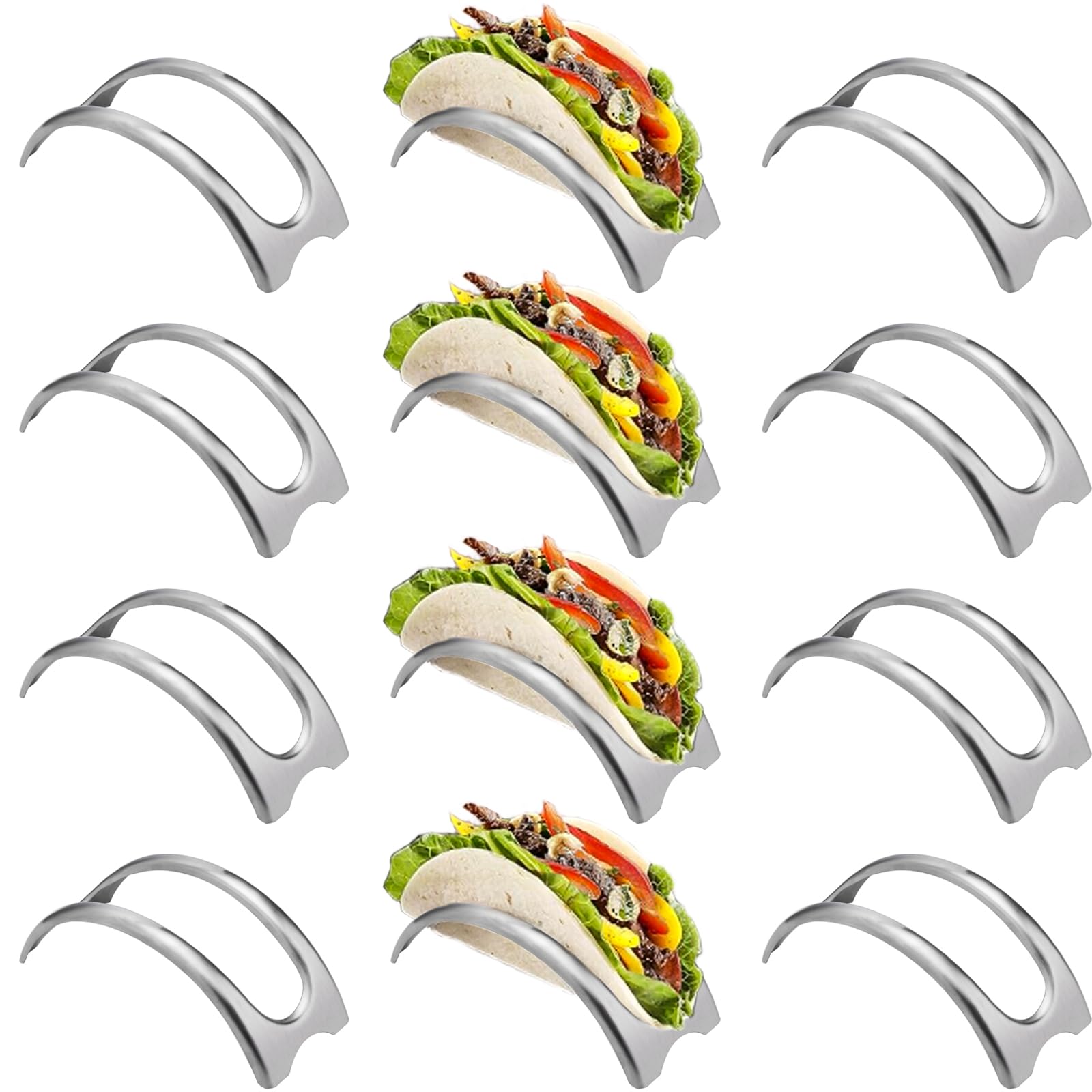 Snapklik.com : Taco Holder Stand Set Of 12 Stainless Steel Taco Holders ...