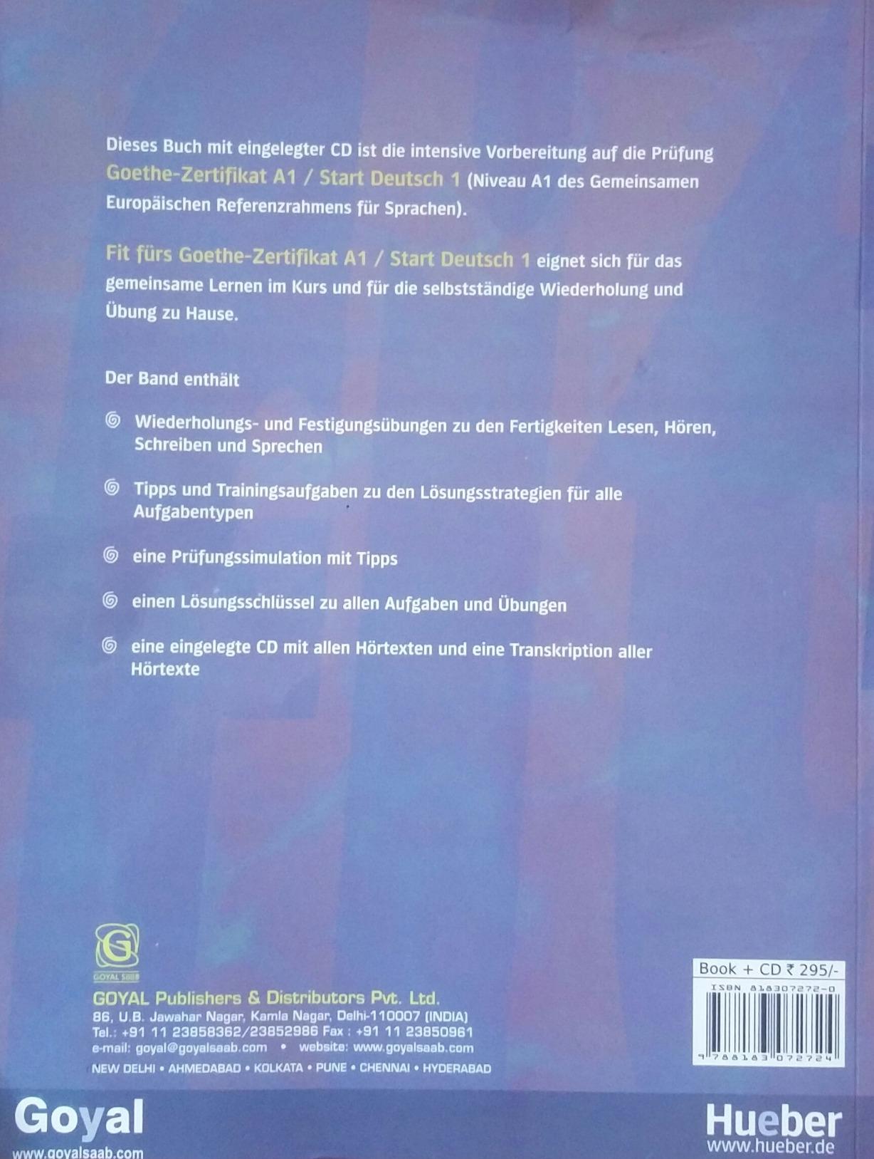 Buy Fit Fur Goethe - Zertifikat A1 (Start Deutsch 1) - German Book ...