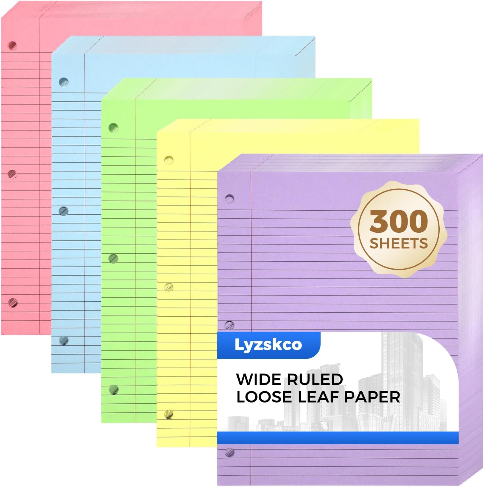 Amazon.com : 1InTheOffice Colored Notebook Paper, 8.5x11 Wide Ruled ...