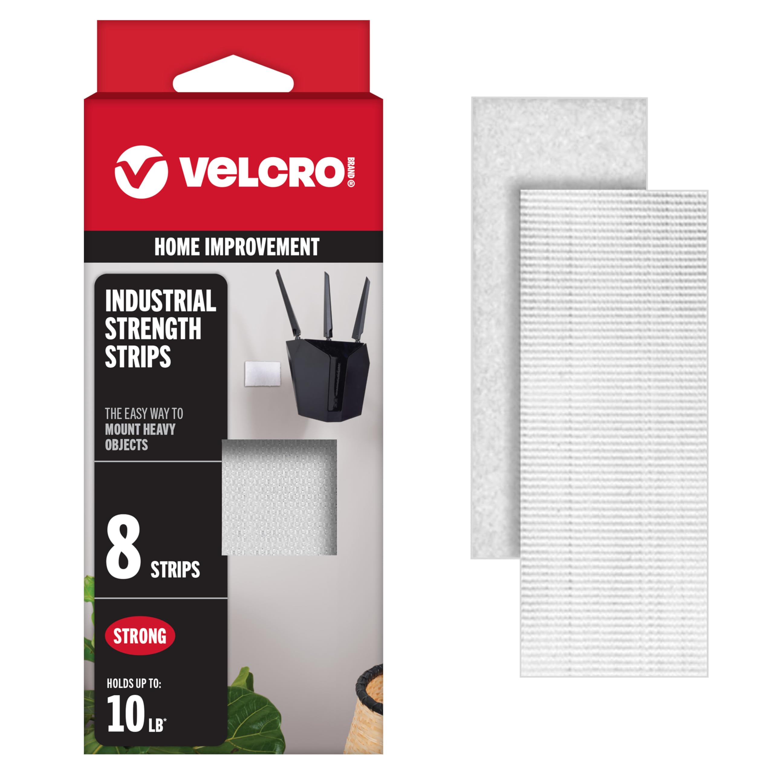 VELCRO Brand Heavy Duty Strips with Adhesive | 8 Sets, White | Wide 4in ...