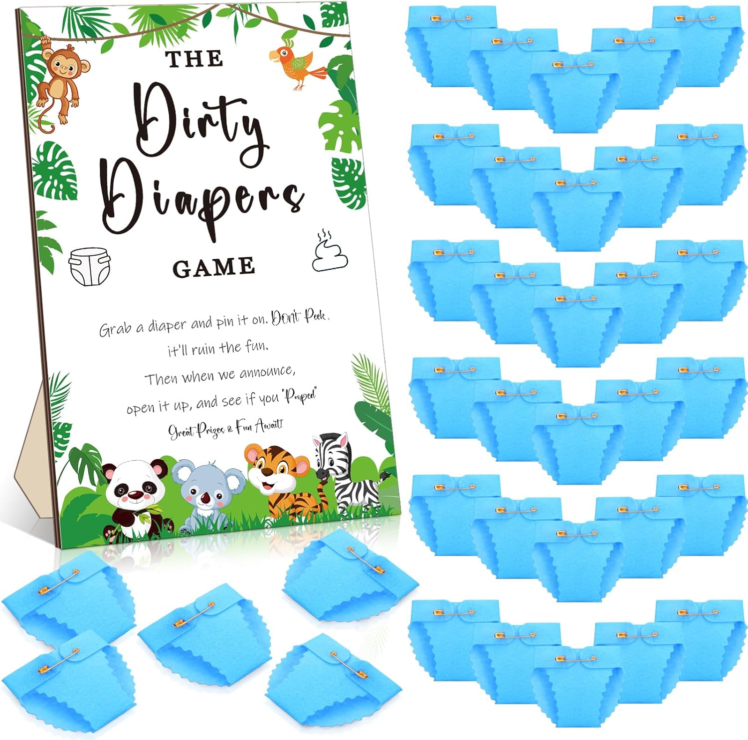 Amazon.com: BBTO 51 Pcs Dirty Diaper Wooden Game Sign Baby Shower Game ...