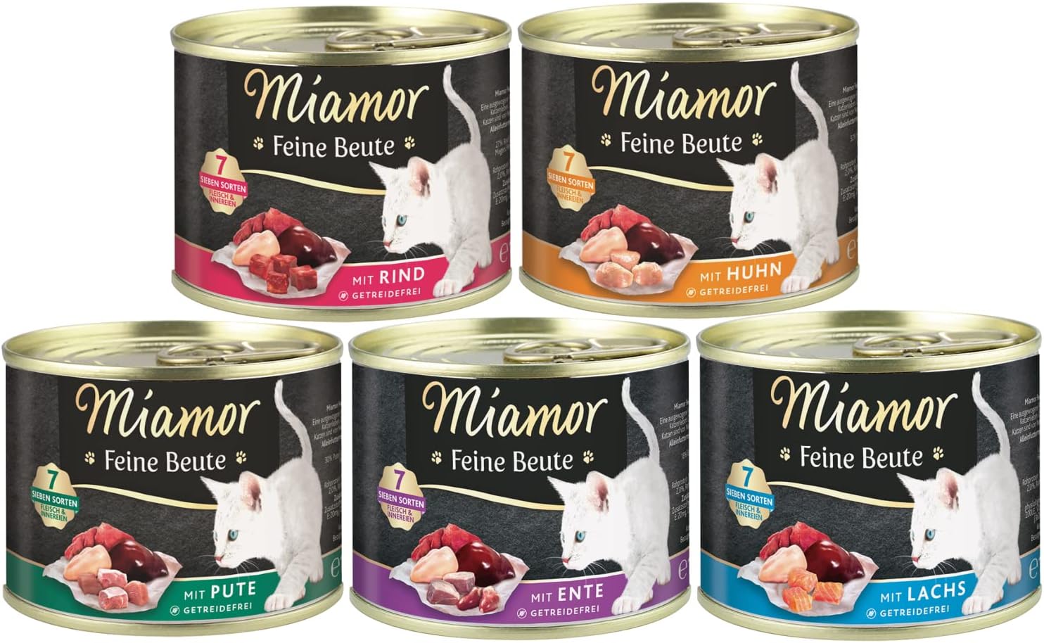 Miamor Feine Beute Mixpaket 10 x 185g | 5 garantierte Sorten | 65% ...