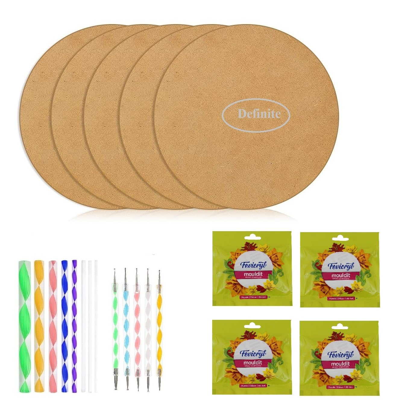 Craftacious Fevicryl MDF Circle Board 10 Inches with 13 Dotting and ...