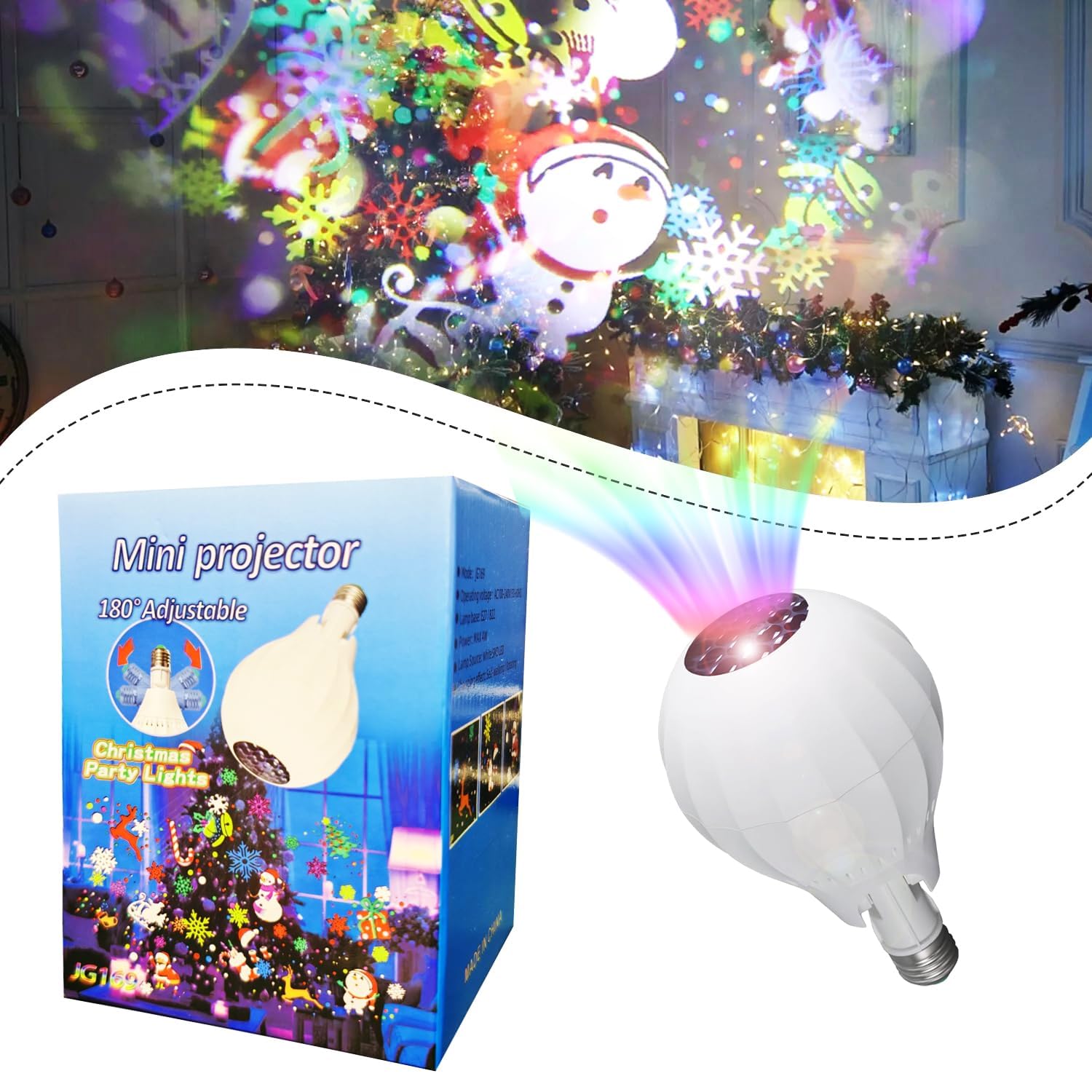Seyxicnor Christmas Projector Lights, 5" Mini LED Light Bulb Adjustable ...