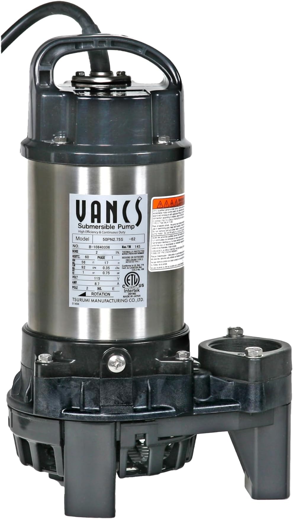Amazon.com : Tsurumi Pump 4-PN Submersible Pond Pump/Waterfall Pump 1/2 ...