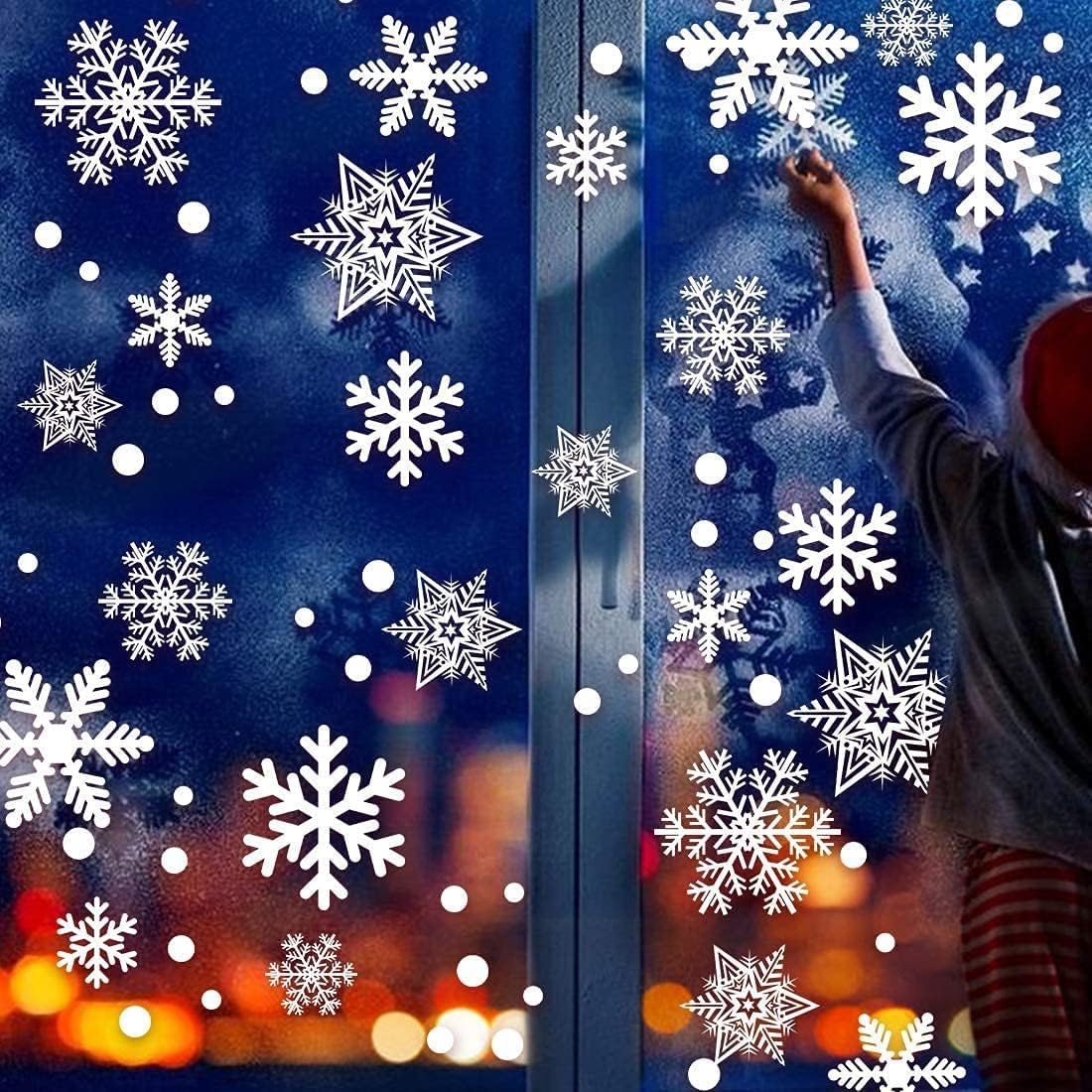 Amazon.com: DC-BEAUTIFUL 318 Pcs Christmas Snowflakes Clings Decoration ...