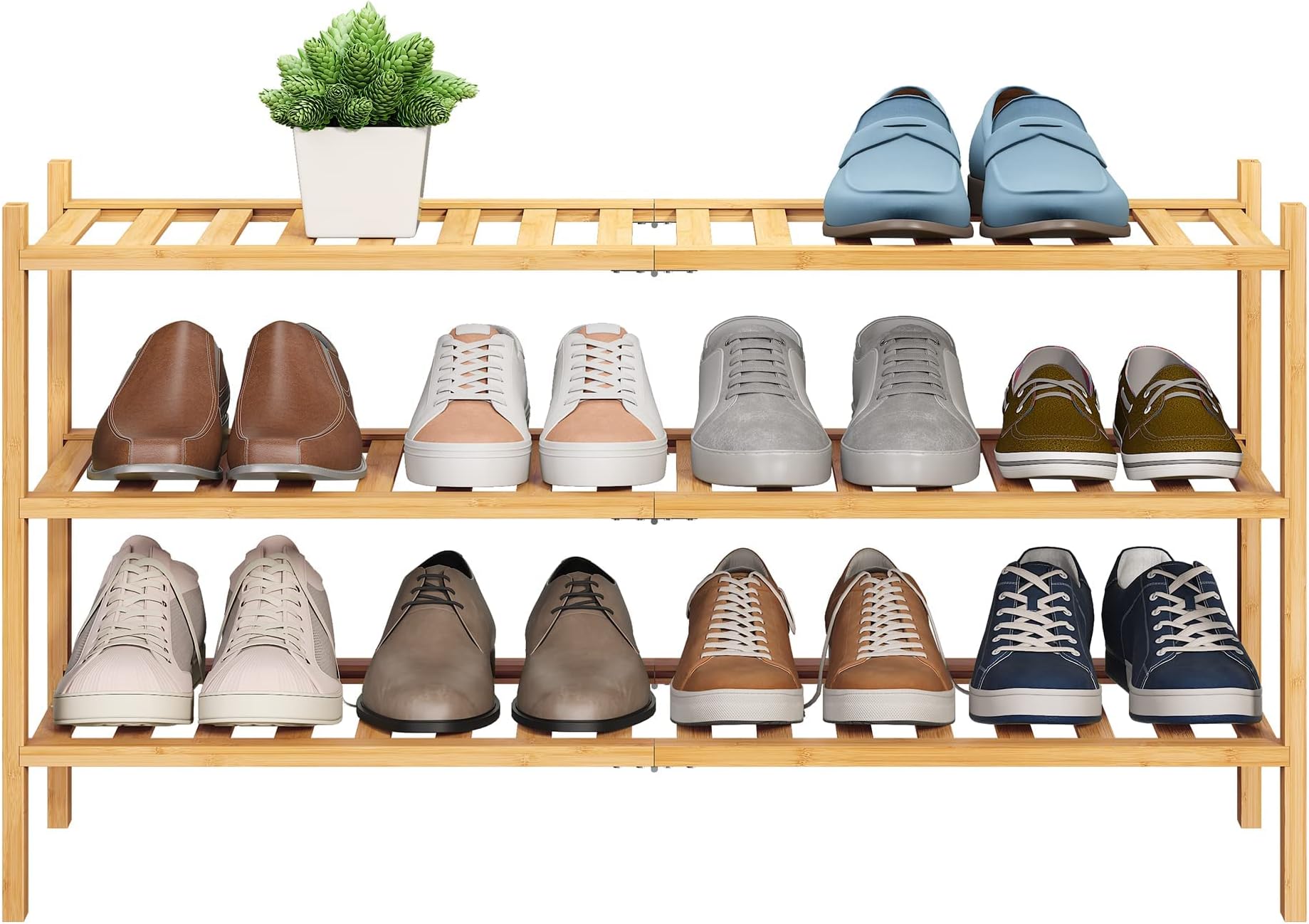 Amazon.com: RoyalHouse Bamboo Shoe Rack, 3-Tier Shoe Organizer, Perfect ...