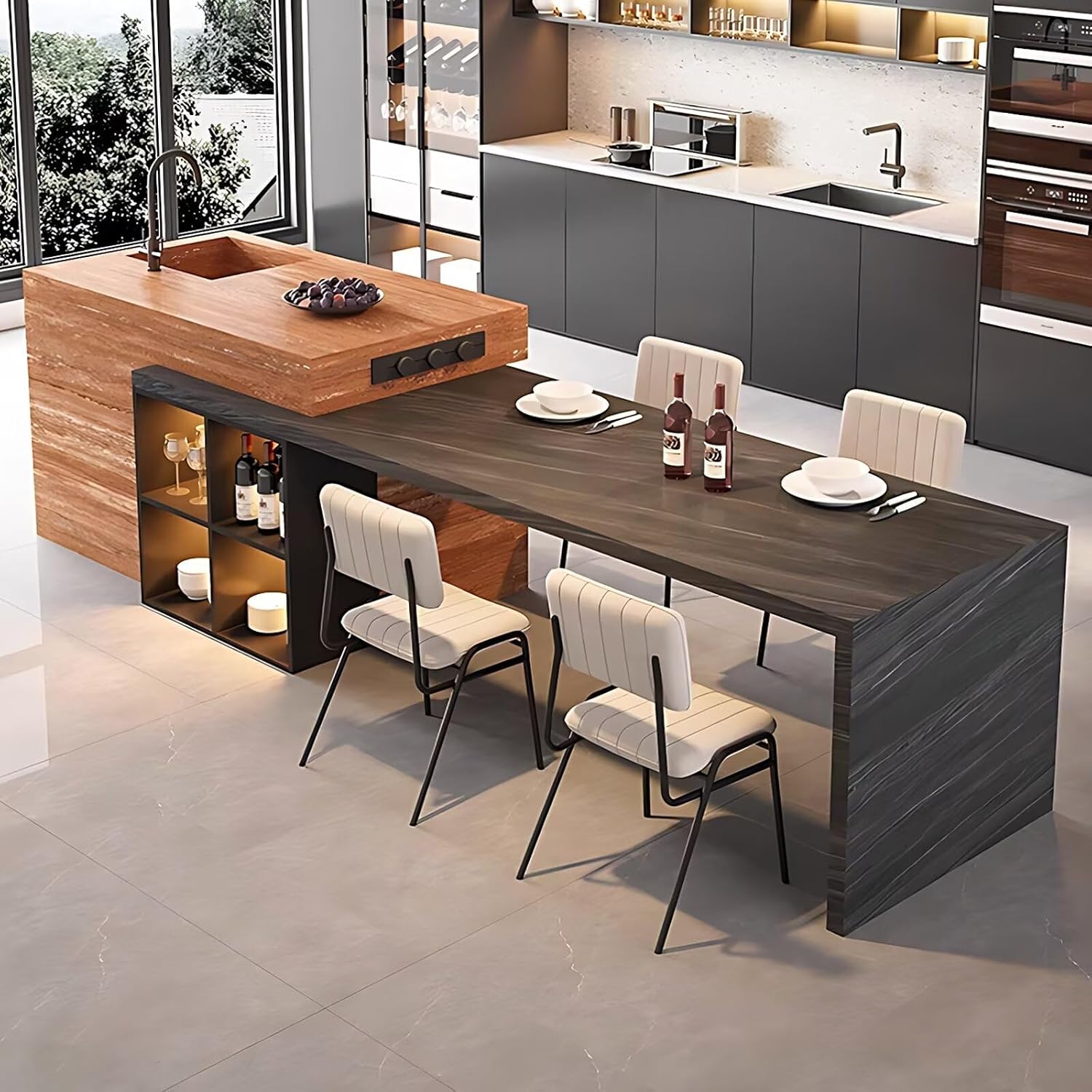 Amazon.com: High QLO Kitchen Island - Kitchen Island with Extendable ...