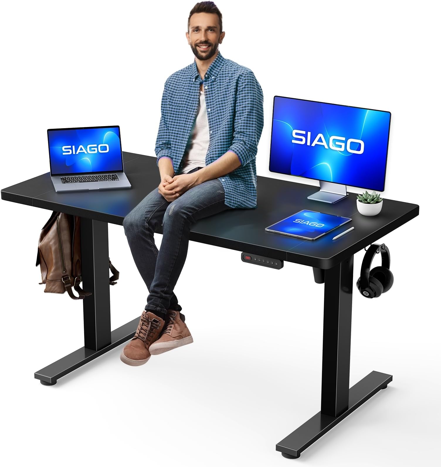 Amazon.com: BYYBOU Electric Height Adjustable Standing Desk 48" x 24 ...
