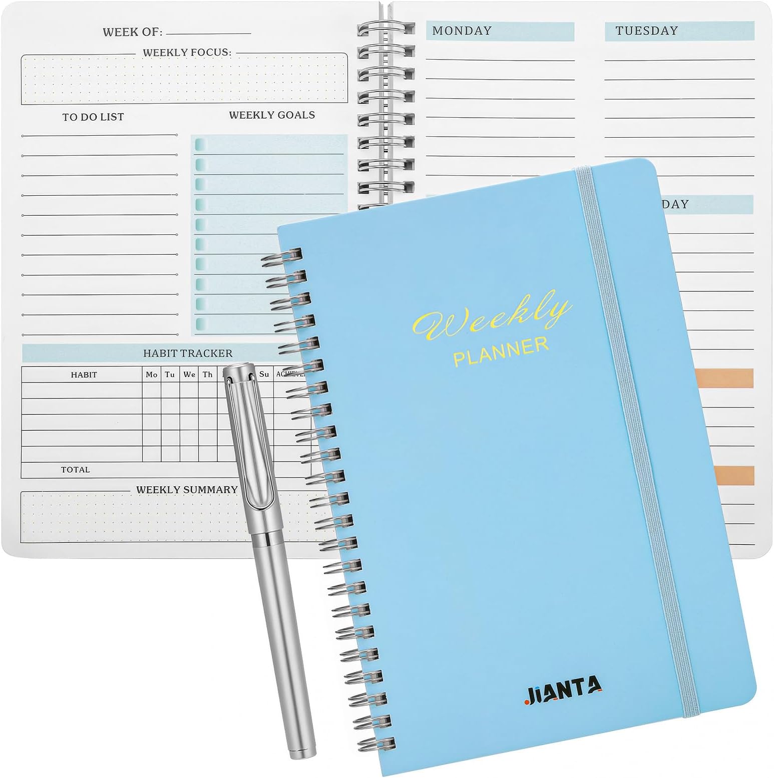 JIANTA Undated Weekly Planner A5, To-Do List Notebook, Weekly Diary ...