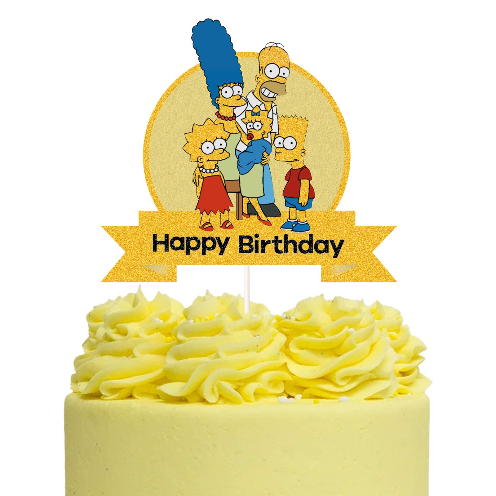 Glitter The Simpsons Happy Birthday Cake Topper Simpsons Family Cake ...