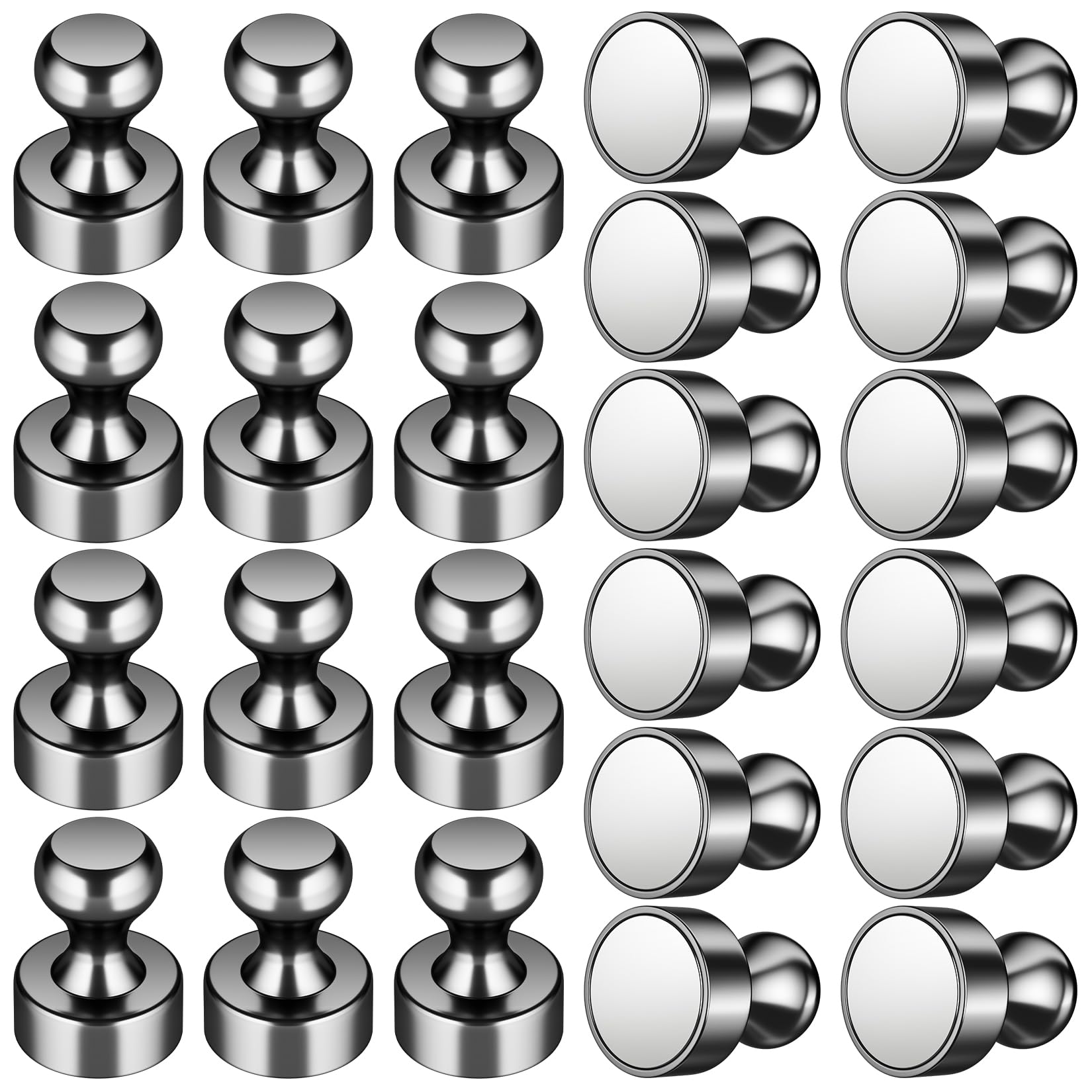 Grtard 24pack Magnetic Push Pins, Refrigerator Magnets, Brushed Nickel ...