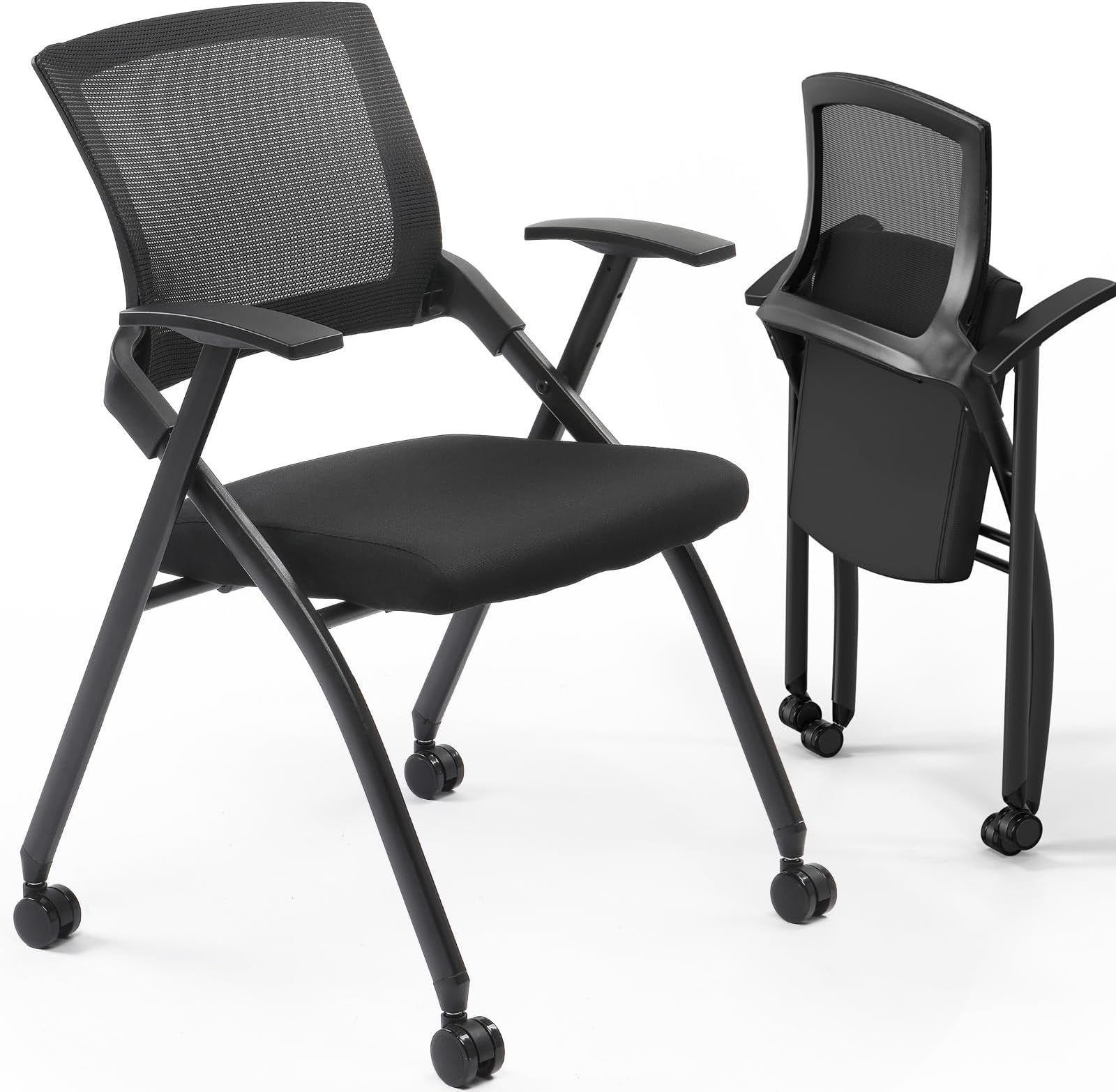 Amazon.com: 2 Pack Stackable Conference Room Chairs with Wheels ...