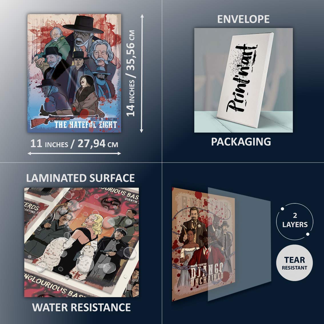 Pulp Fiction Posters Retro Room Decor - 11x14 Inches UNFRAMED Set of 6 ...