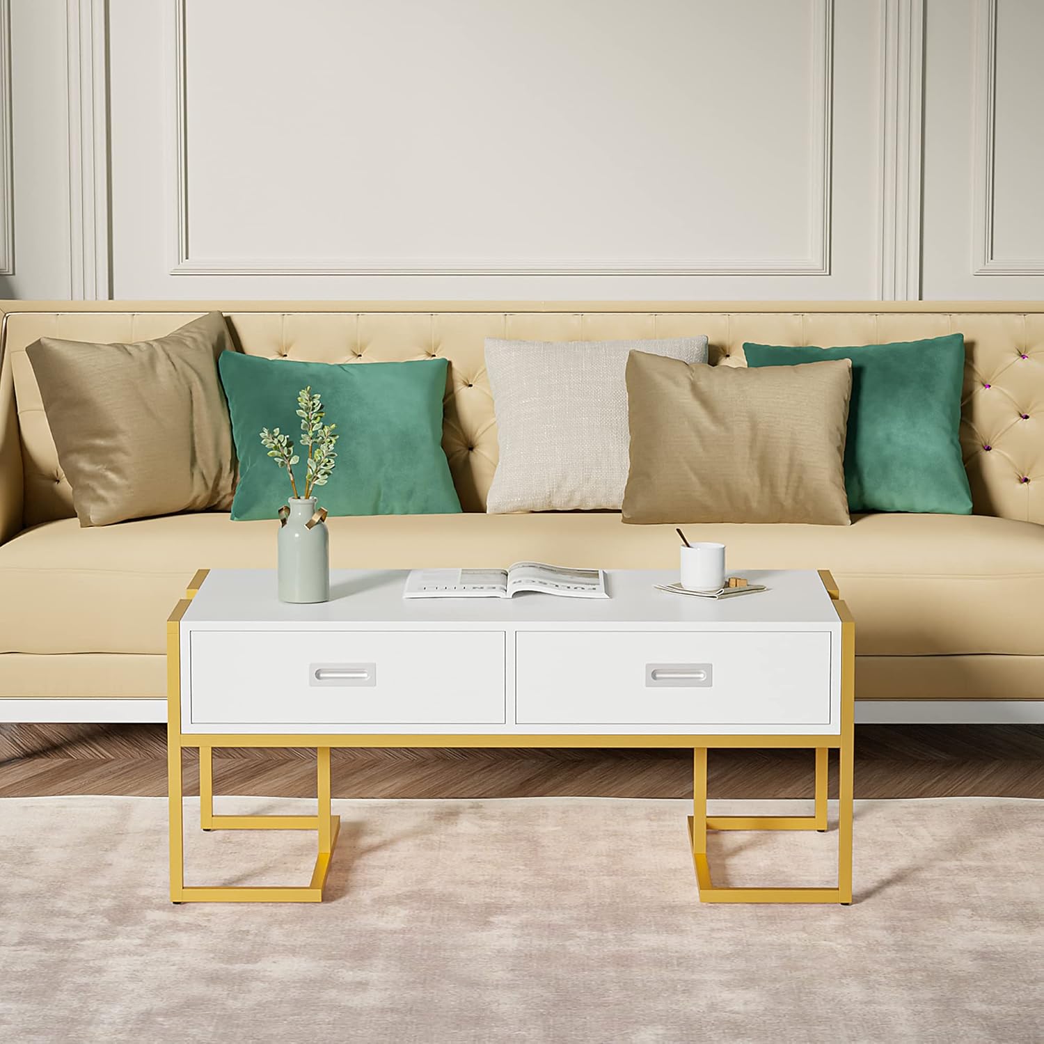 Cozy Castle Mesa auxiliar rectangular blanca de 425 pulgadas con ...