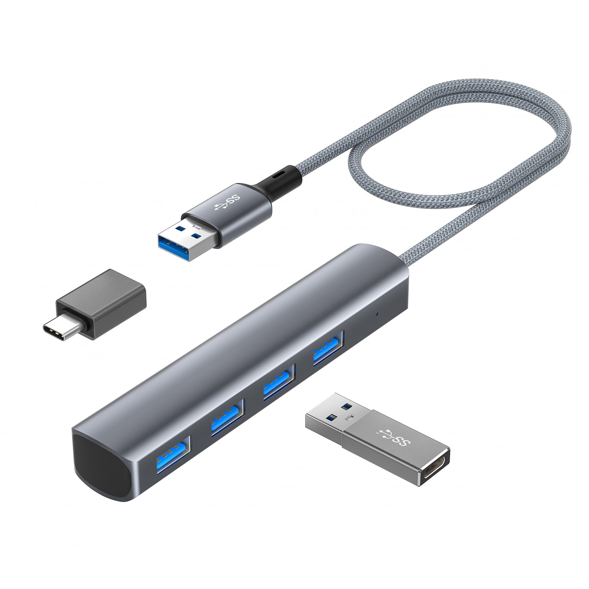 Elebase 4 Port USB 3.0 Hub Splitter,USB Split 1 in 4 Out,4 Way Hub with ...