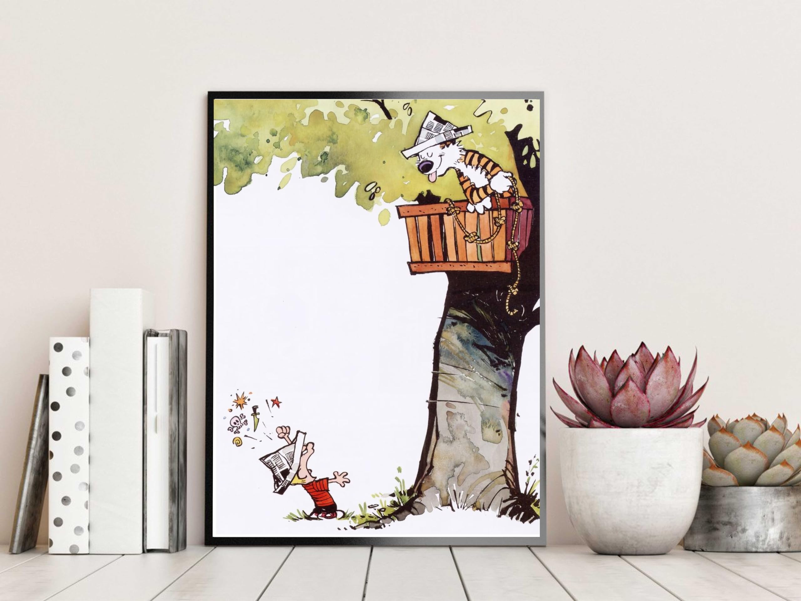 Funny Cartoon Poster Calvin Hobbes Print Cute Canvas Wall Art ...