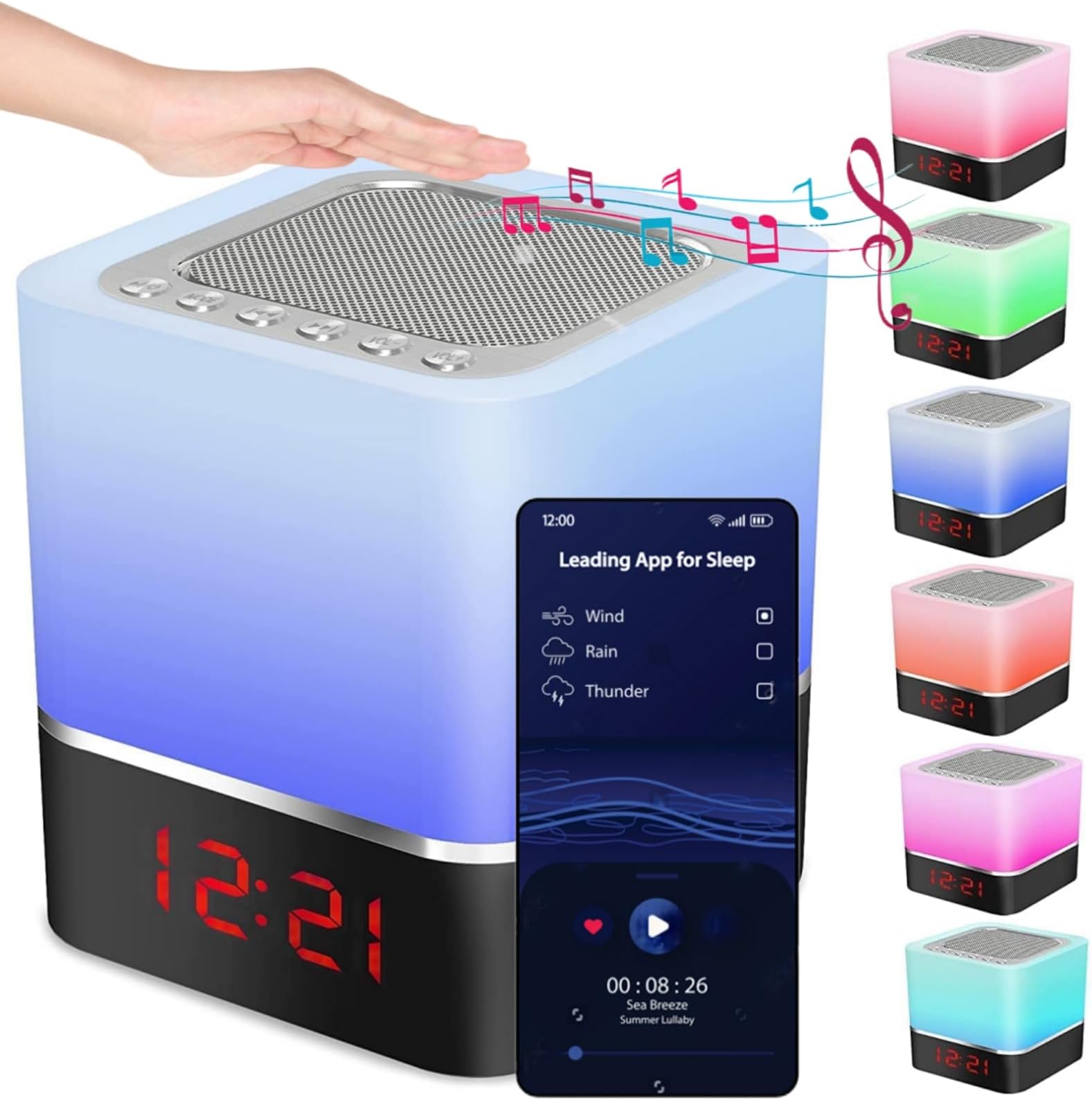 Night Light Bluetooth Speaker, 5 in 1 Touch Control Bedside Lamp ...