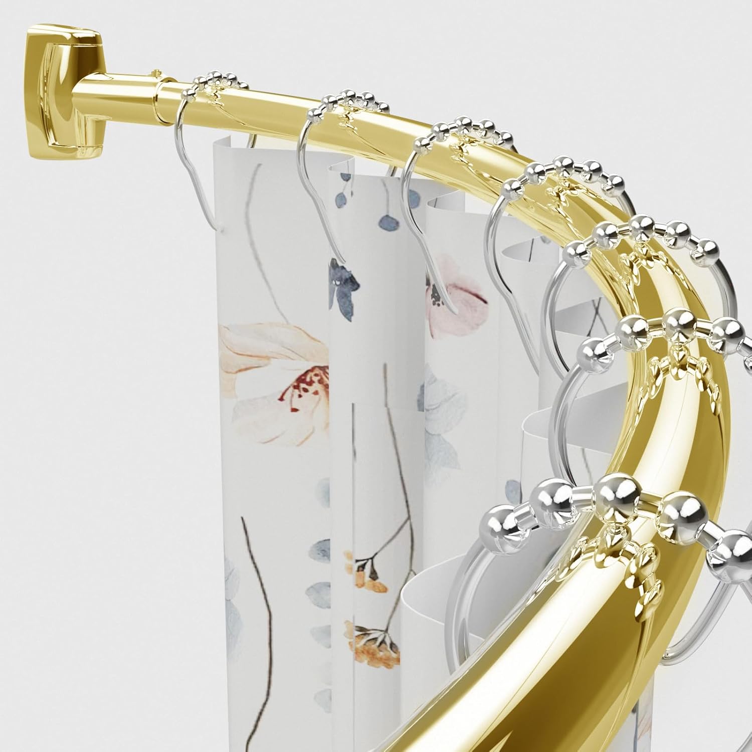 Amazon.com: Chrsouly Adjustable Curved Shower Rod, 42-74 inches Extra ...