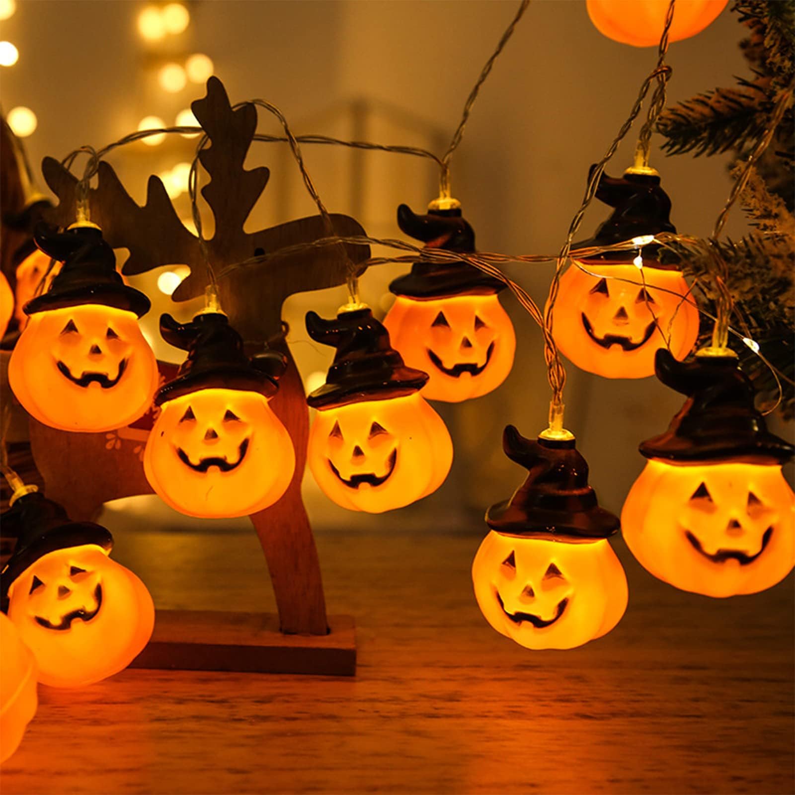 Jsdoin Pumpkin Lights Halloween String Lights Battery Powered Halloween ...
