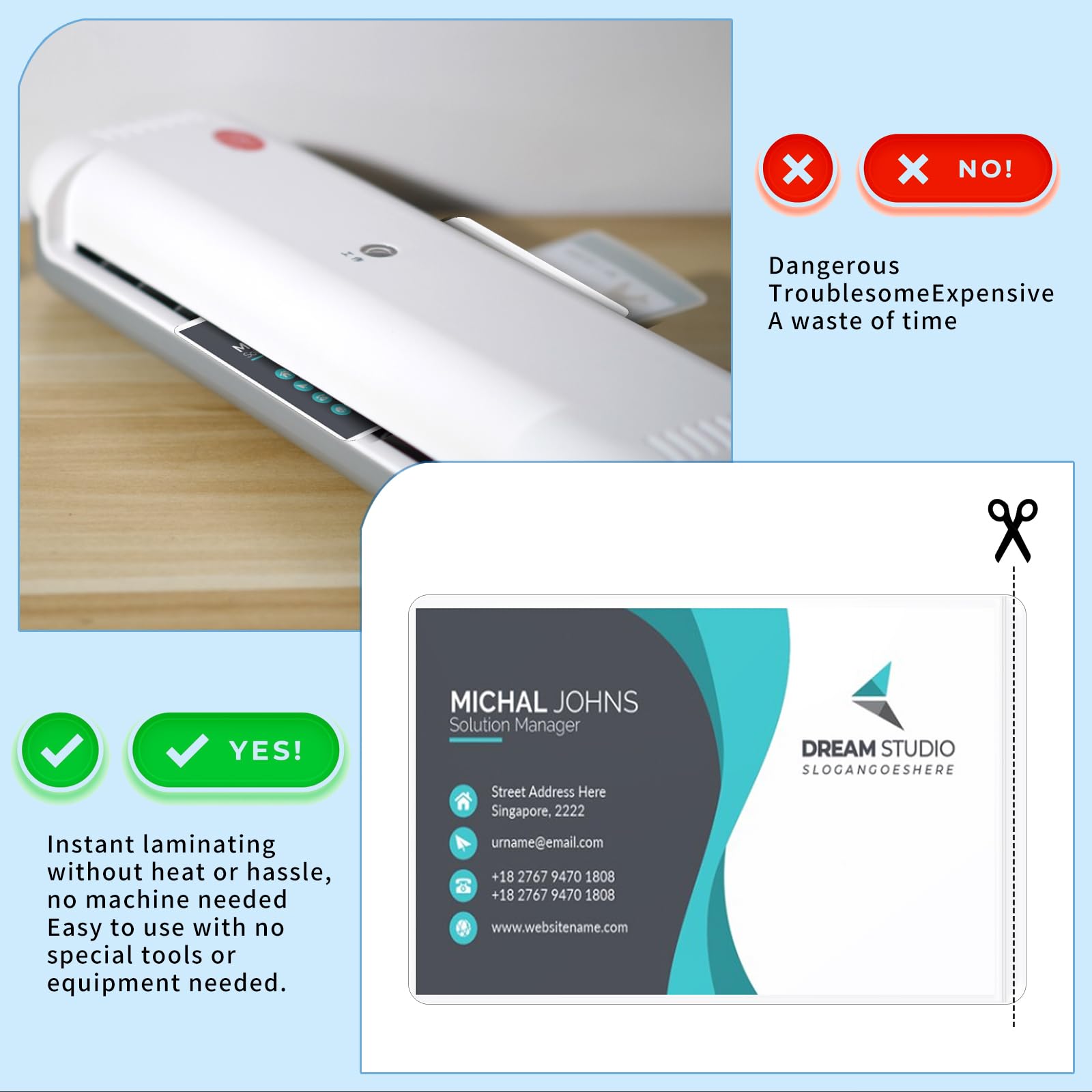 Snapklik.com : 100 Sheets Self Seal Laminating Pouches Business Card ...