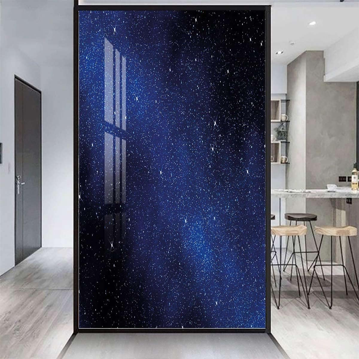 Amazon.com: Dark Blue White Stained Glass Window Film Privacy Nebula ...