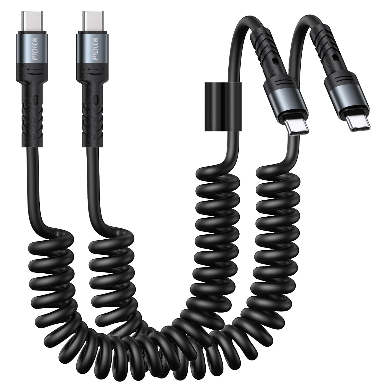 Amazon.com: USB C to USB C Cable 60W,2Pack/3ft Coiled USBC to USBC ...