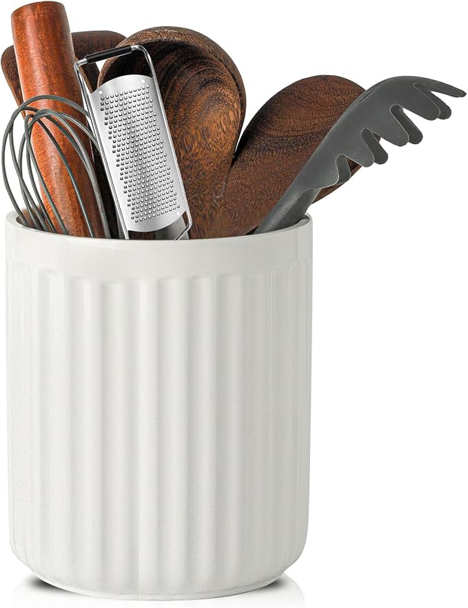 Amazon.com: HASENSE Utensil Holder, 7.3” x 6.2” Farmhouse Utensil ...