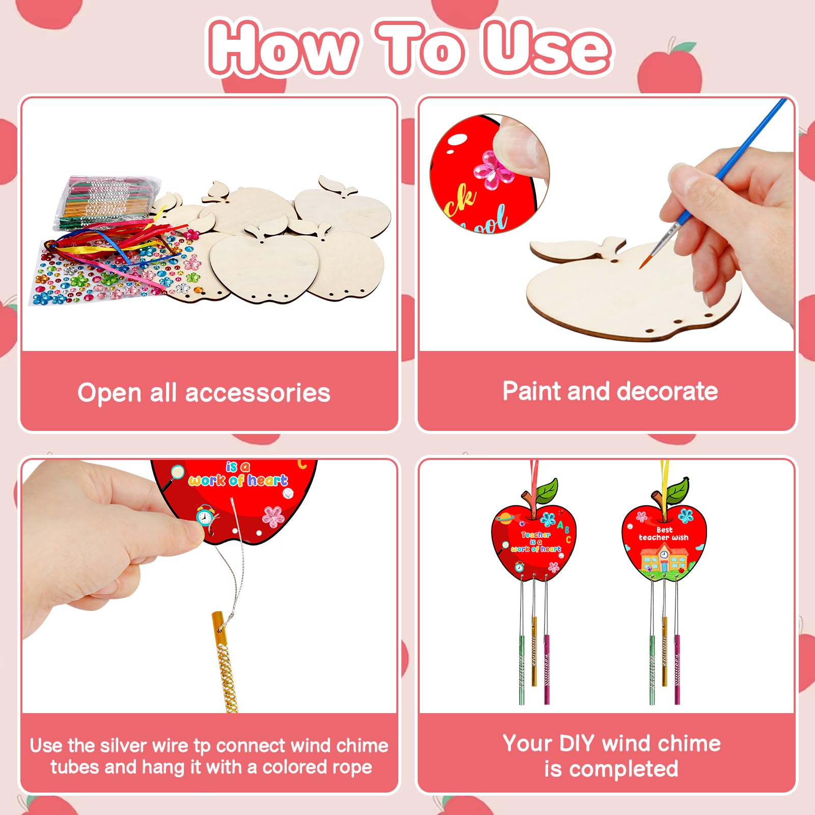 Snapklik.com : 9 Pack Wind Chime Kit For Kids Make Your Own Apple Wind ...
