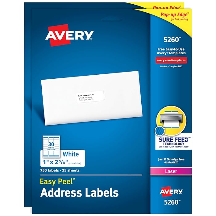 Buy Avery Printable Address Labels with Sure Feed, 1" x 2-5/8", White ...