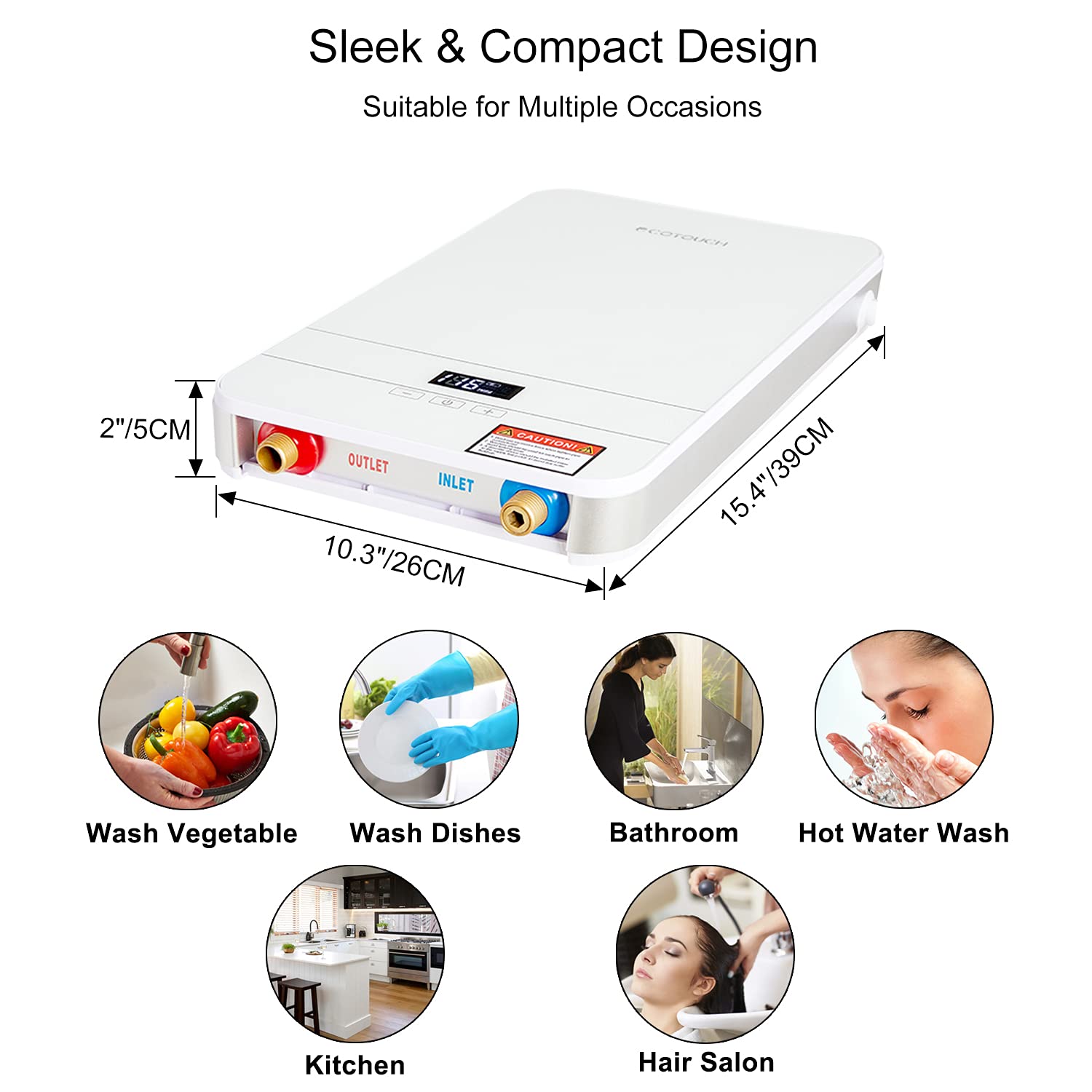 Electric Tankless Water Heater, ECOTOUCH on Demand Water Heater ...